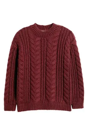 CITY BLUES Cable Knit Sweater - Plum