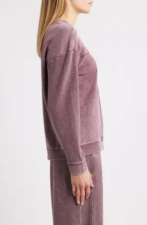 CITY BLUES Reverse French Terry Spliced Sweatshirt - Plum