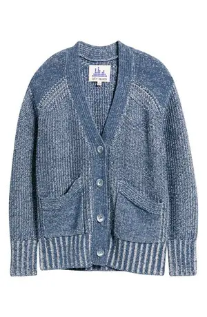 CITY BLUES Cotton Blend Button-front Cardigan - Cadet Blue