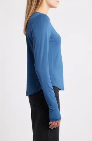 CITY BLUES Long Sleeve Modal Blend Top - Cadet Blue