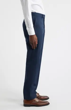 Berle Trim Fit Flat Front Lyocell & Cotton Twill Chinos - Navy