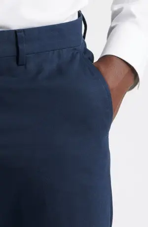 Berle Trim Fit Flat Front Lyocell & Cotton Twill Chinos - Navy