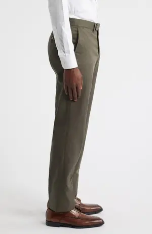 Berle Trim Fit Flat Front Lyocell & Cotton Twill Chinos