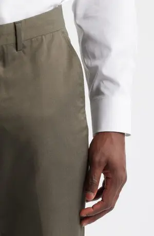 Berle Trim Fit Flat Front Lyocell & Cotton Twill Chinos
