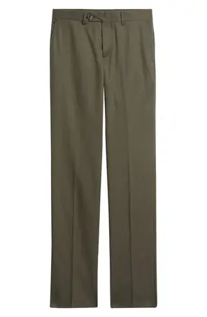 Berle Trim Fit Flat Front Lyocell & Cotton Twill Chinos