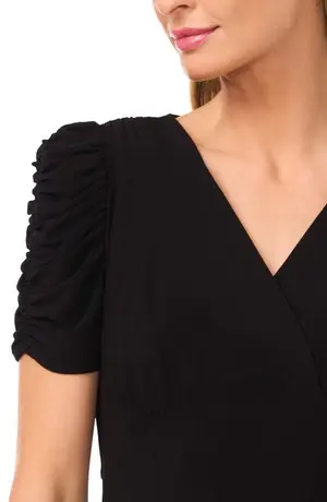 CECE DUPRAZ Puff Sleeve Crepe Top - Rich Black