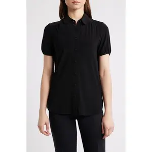 Anne Klein Collared Short Sleeve Button-up Shirt