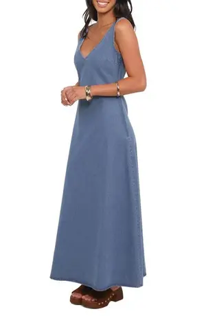 PETAL & PUP Odelia Cotton Denim Maxi Dress