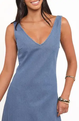 PETAL & PUP Odelia Cotton Denim Maxi Dress
