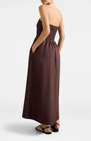 EVER NEW Strapless Ruched Midi Dress
