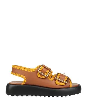 TOD'S Leather Wedge Sandals - Brown