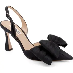 Badgley Mischka Olisa Slingback Pointed Toe Pump - Black Silk