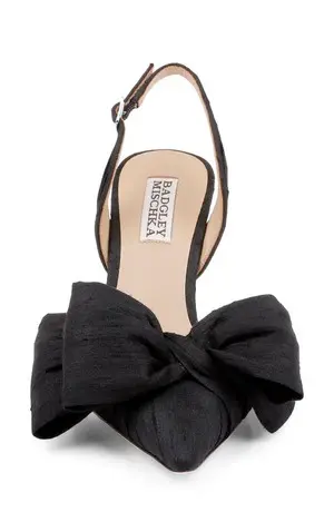 Badgley Mischka Olisa Slingback Pointed Toe Pump - Black Silk