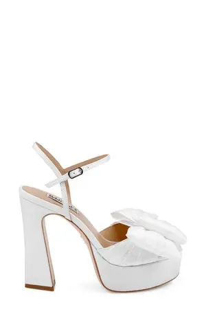 Badgley Mischka Olivia Platform Sandals - White Silk