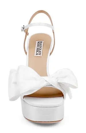 Badgley Mischka Olivia Platform Sandals - White Silk