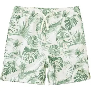 MILES THE LABEL Monstera Leaf Print Swim Trunks
