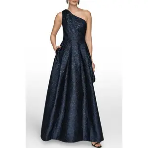 Donna Karan New York Metallic One-shoulder Gown