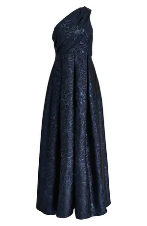 Donna Karan New York Metallic One-shoulder Gown