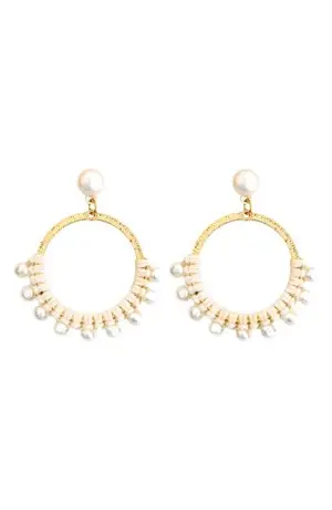 PANACEA Genuine Pearl Embellished Drop Earrings