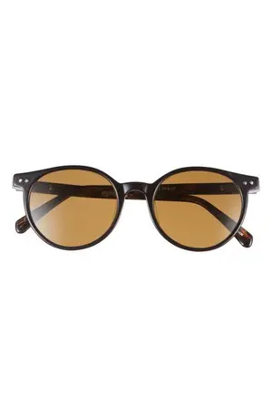 Eyebobs Case Closed 50mm Polarized Round Sunglasses - Black & Horn/polarized Brown