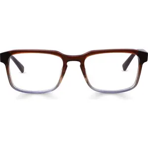 Eyebobs Seymour Rectangular Blue Light Blocking Glasses - Mahogany To Fog Grey Crystal