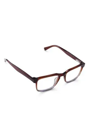 Eyebobs Seymour Rectangular Blue Light Blocking Glasses - Mahogany To Fog Grey Crystal