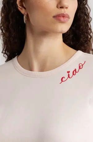 Caslon Ciao Embroidered Relaxed Sweatshirt