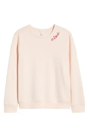 Caslon Ciao Embroidered Relaxed Sweatshirt