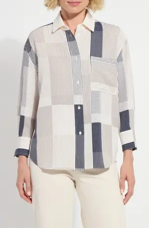 Lyssé Jessica Stripe Button-up Shirt - Oslo Stripe Collage