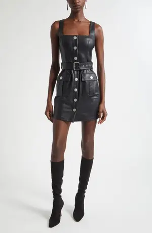 Women's Sleeveless Faux Leather Dresses