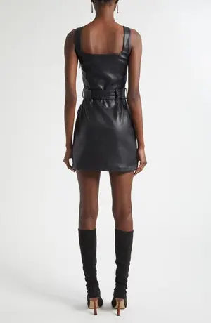 L'Agence Midy Faux Leather Sleeveless Dress - Black