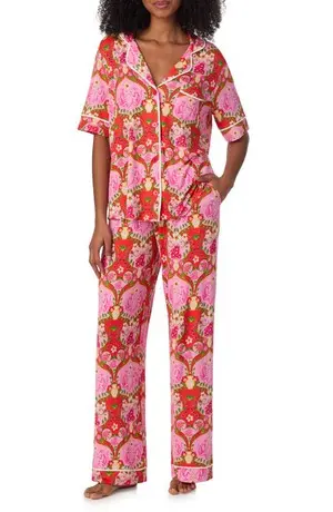 ROOM SERVICE Contrast Piping Pajamas - Pink Multi