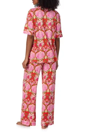 ROOM SERVICE Contrast Piping Pajamas - Pink Multi