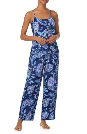 Ralph Lauren Paisley Satin Camisole Pajamas - Blue Pais