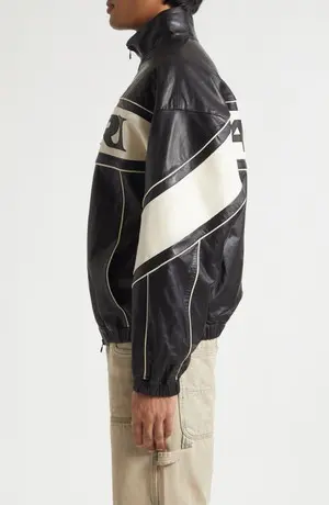 Amiri Sport Logo Lambskin Leather Track Jacket