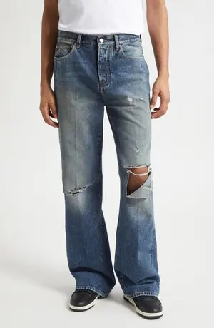 Amiri Slashed Straight Leg Jeans