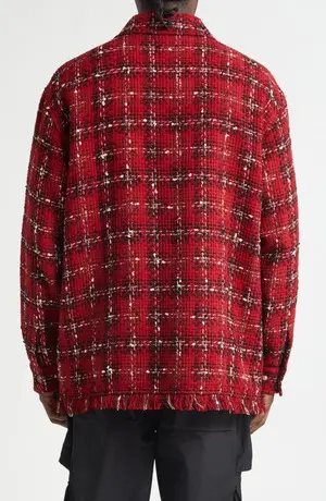 Amiri Plaid Wool Blend Tweed Overshirt