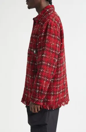 Amiri Plaid Wool Blend Tweed Overshirt