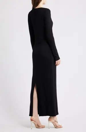 Halogen Wrap Front Long Sleeve Maxi Dress
