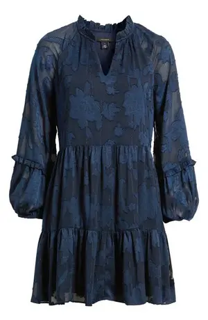 Halogen Long Sleeve Floral Tiered Dress