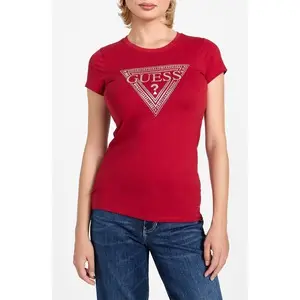Guess Rhinestone Logo T-shirt - Red