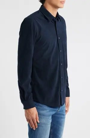 BOSS Roan Kent Corduroy Button-up Shirt - Dark Blue