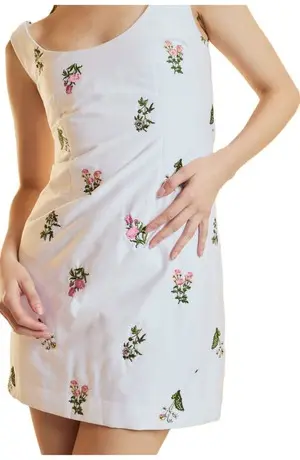 Cynthia Rowley Embroidered A-line Mini Dress - White