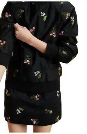 Cynthia Rowley Embroidered Mini Skirt - Black