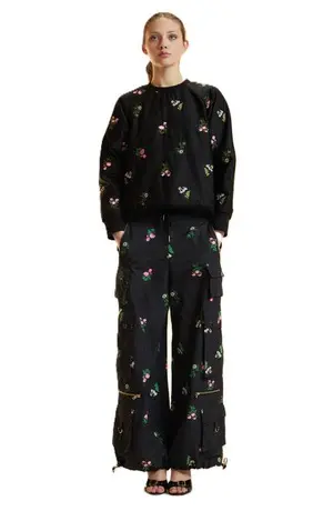 Cynthia Rowley Printed Cargo Pants