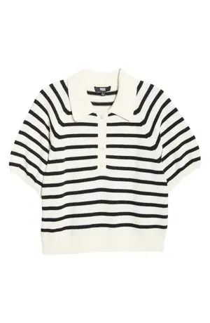 Paige Birch Stripe Organic Cotton & Silk Blend Sweater - Antique White/black