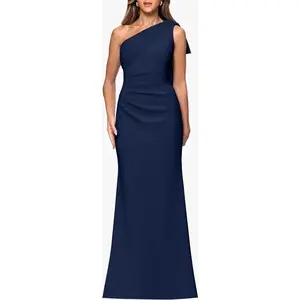 XSCAPE EVENINGS Sash Detail One-shoulder Gown - Midnight
