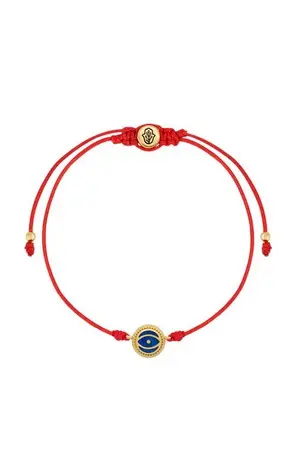 KARMA AND LUCK Lapis Lazuli Evil Eye Red String Bracelet - Red/blue
