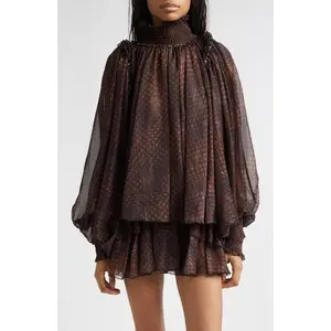 SIEDRES Serena Metallic Stripe Geo Print Chiffon Top
