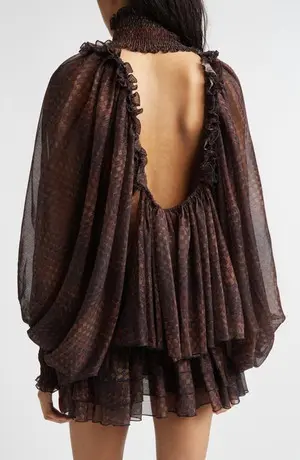 SIEDRES Serena Metallic Stripe Geo Print Chiffon Top